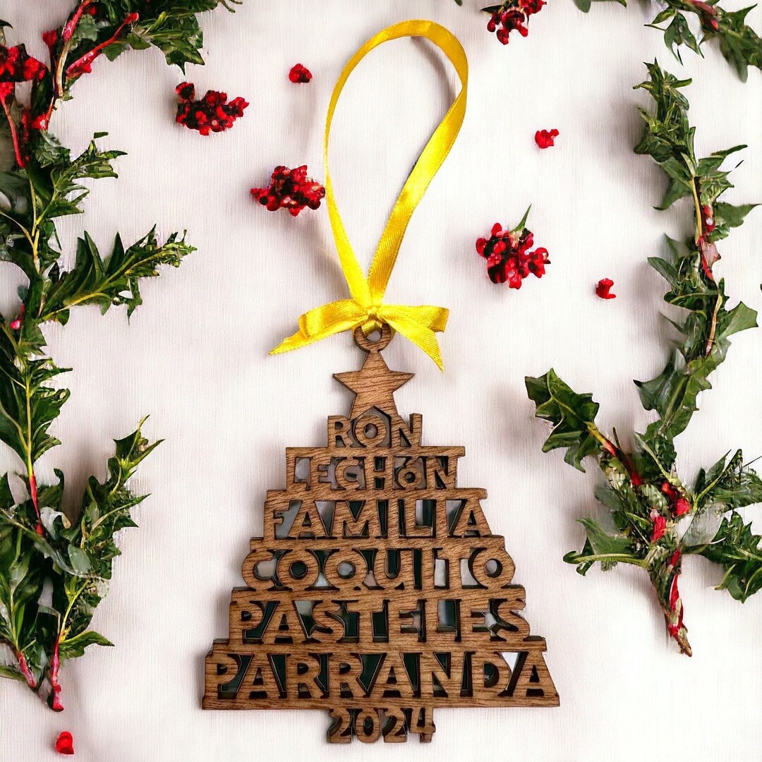 Ron Coquito Parranda Wood Christmas Tree Ornament: Puerto Rican Holiday ...