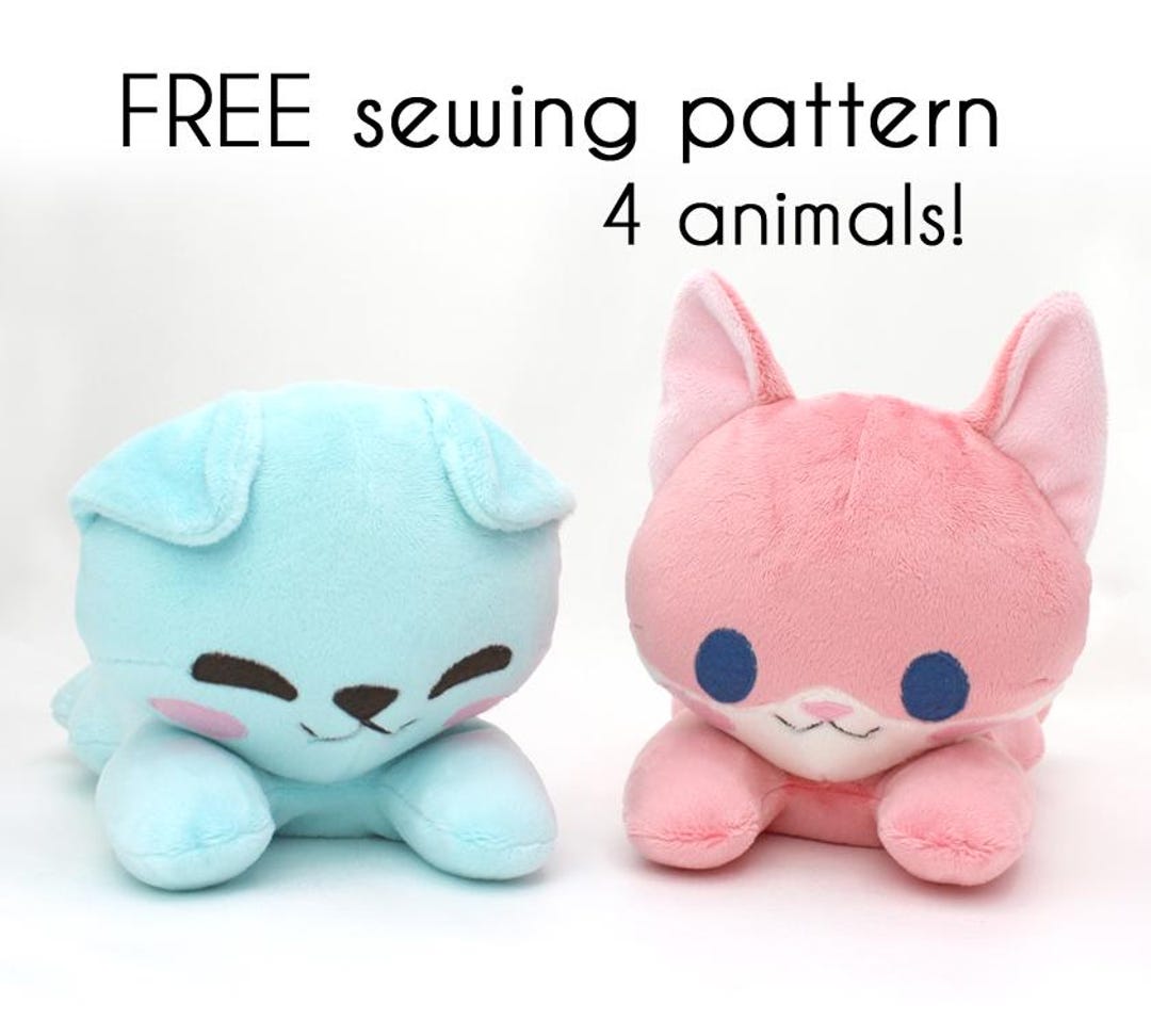 FREE Laying Stuffed Animal Bundle Sewing Plush Pattern - Cat Dog Fox ...