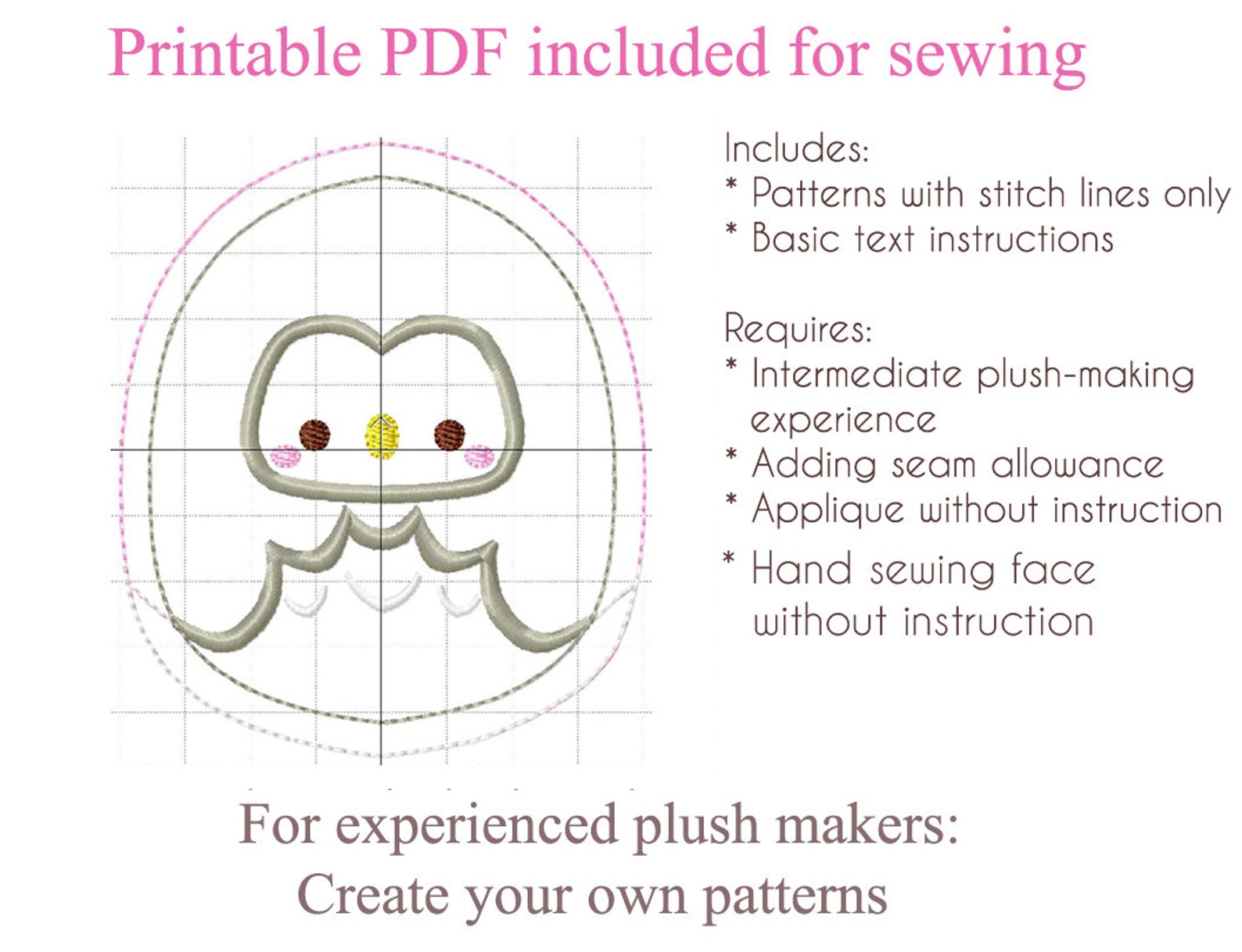 Sewing AND ITH in the Hoop Plush Pattern Owl Embroidery - Etsy