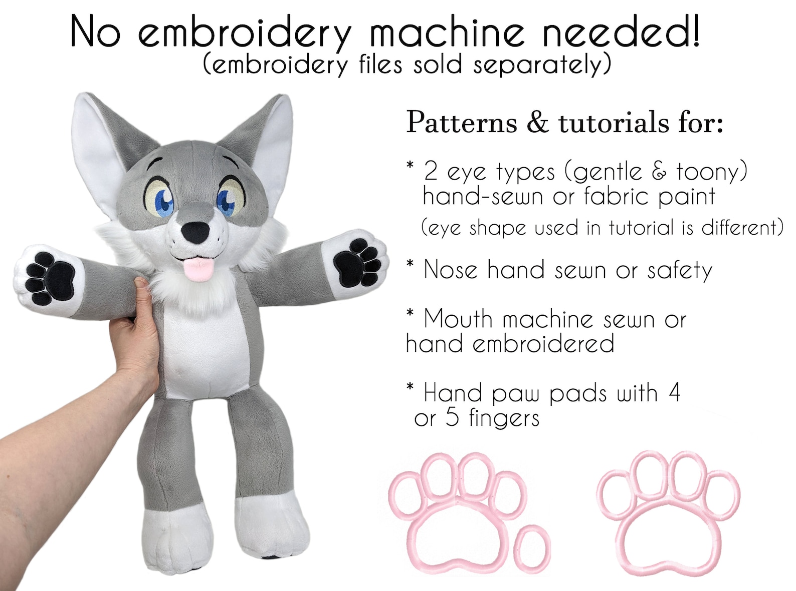 Plush Sewing Pattern PDF Furry Anthro Floppy 20in Plushie DIY Ebook ...