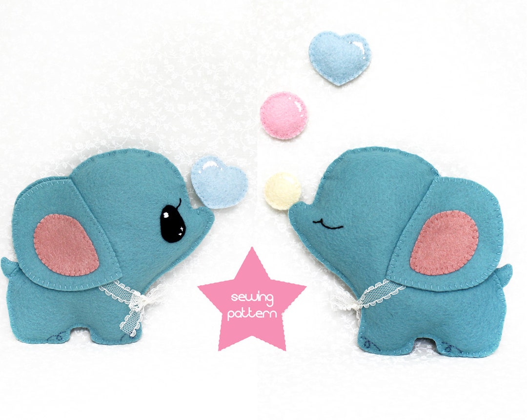 Plush Sewing Pattern PDF Elephant Felt Doll Stuffed Animal - Easy ...