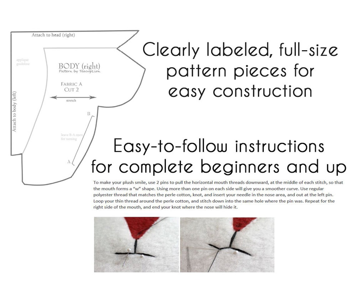 Plush Sewing Pattern PDF Dog Wolf Husky Stuffed Animal Easy | Etsy UK