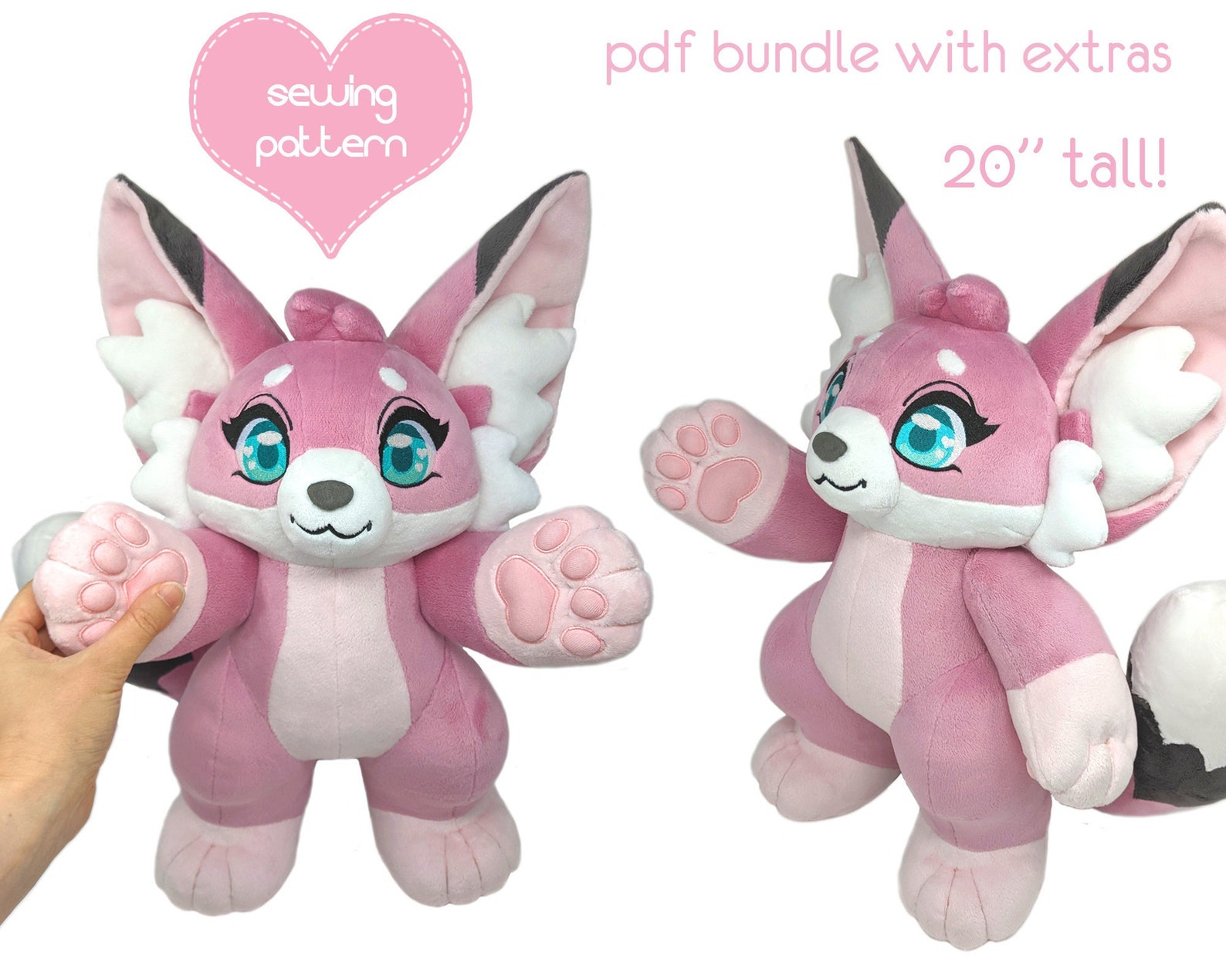 Plush Sewing Pattern PDF Furry Anthro Standing Plushie DIY Ebook Bundle ...