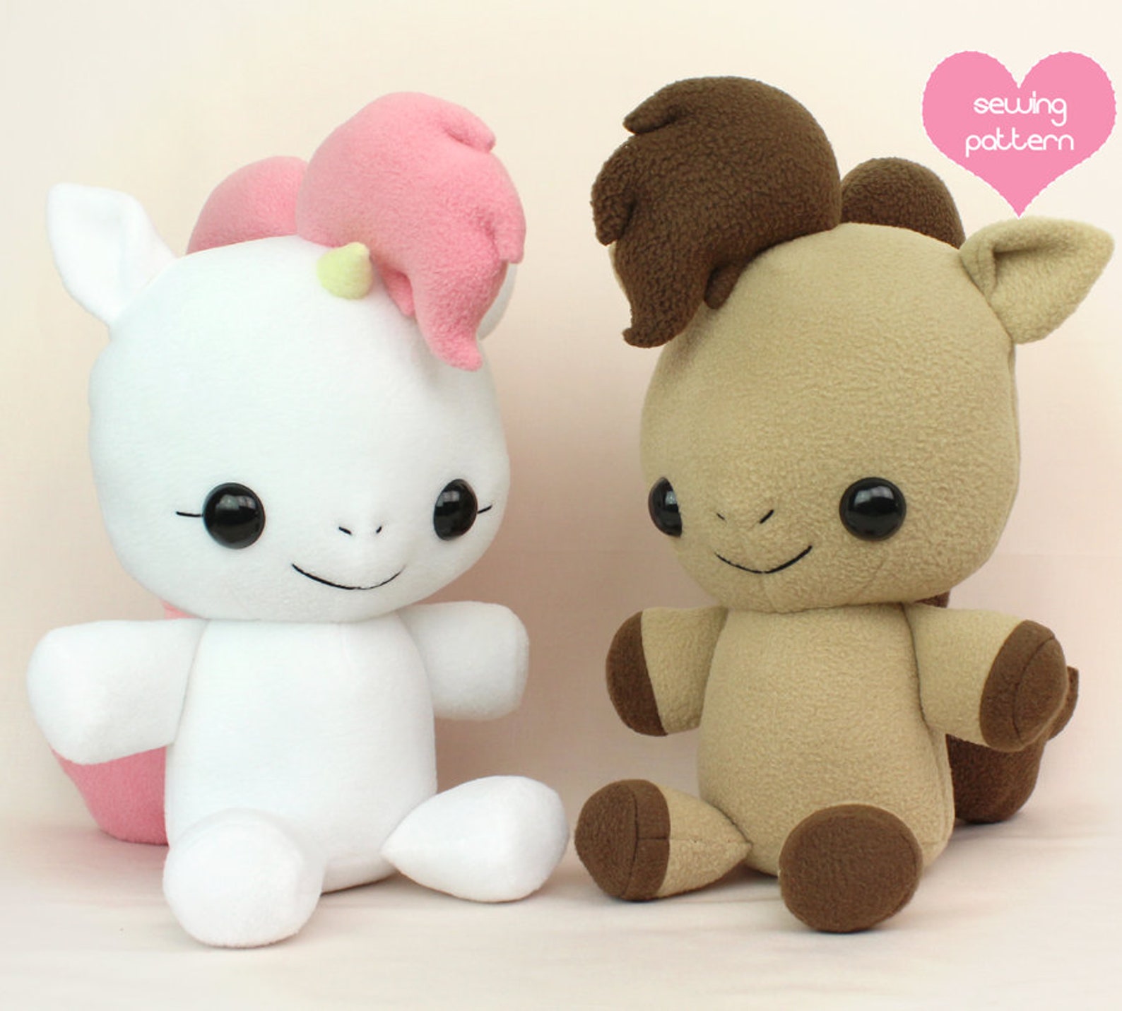 Plush Sewing Pattern My Little Pony Horse Unicorn Pegasus Stuffed Animal - Kawaii Chibi Plushie ...