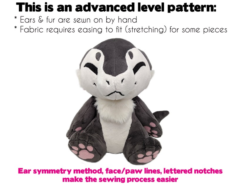 Plush sewing pattern PDF Furry Anthro stuffed animal Manokit | Etsy
