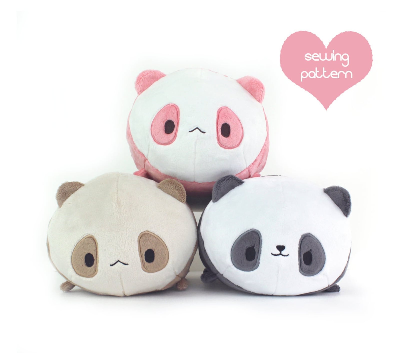 Plush Sewing Pattern PDF Panda Bear Roll Plushie Kawaii - Etsy