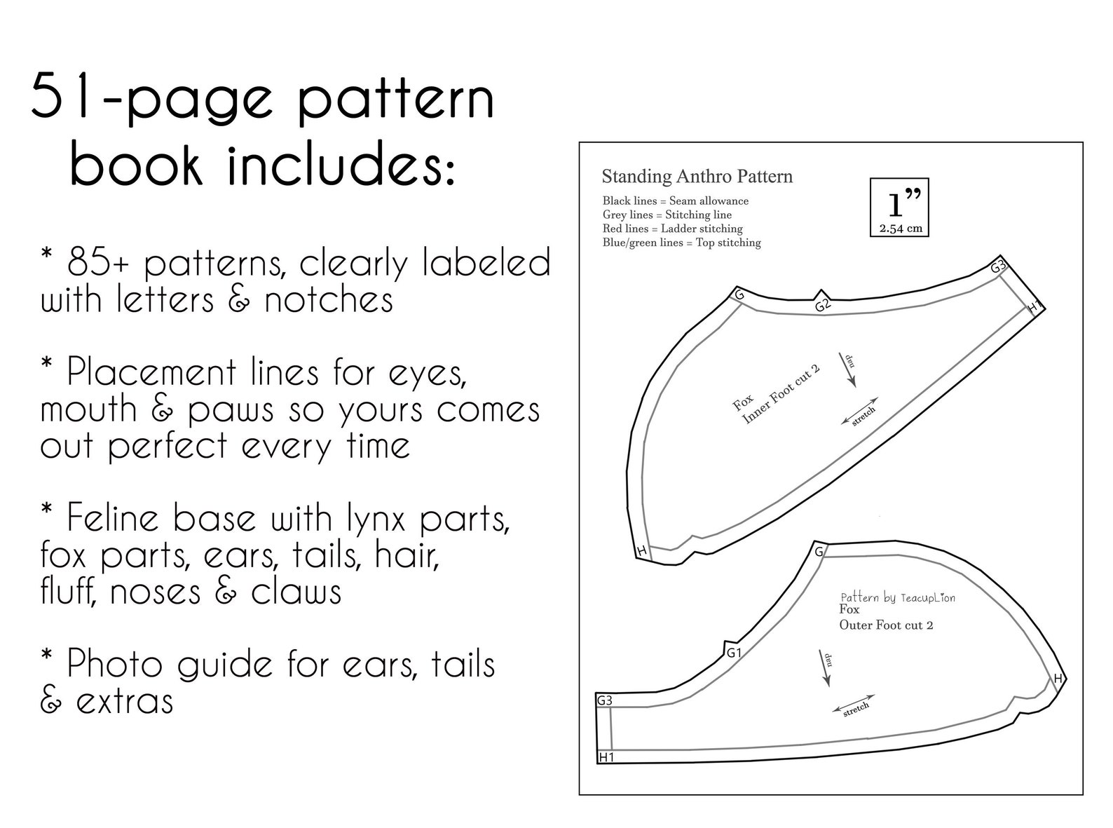 Plush Sewing Pattern PDF Furry Anthro Standing Plushie DIY Ebook Bundle ...