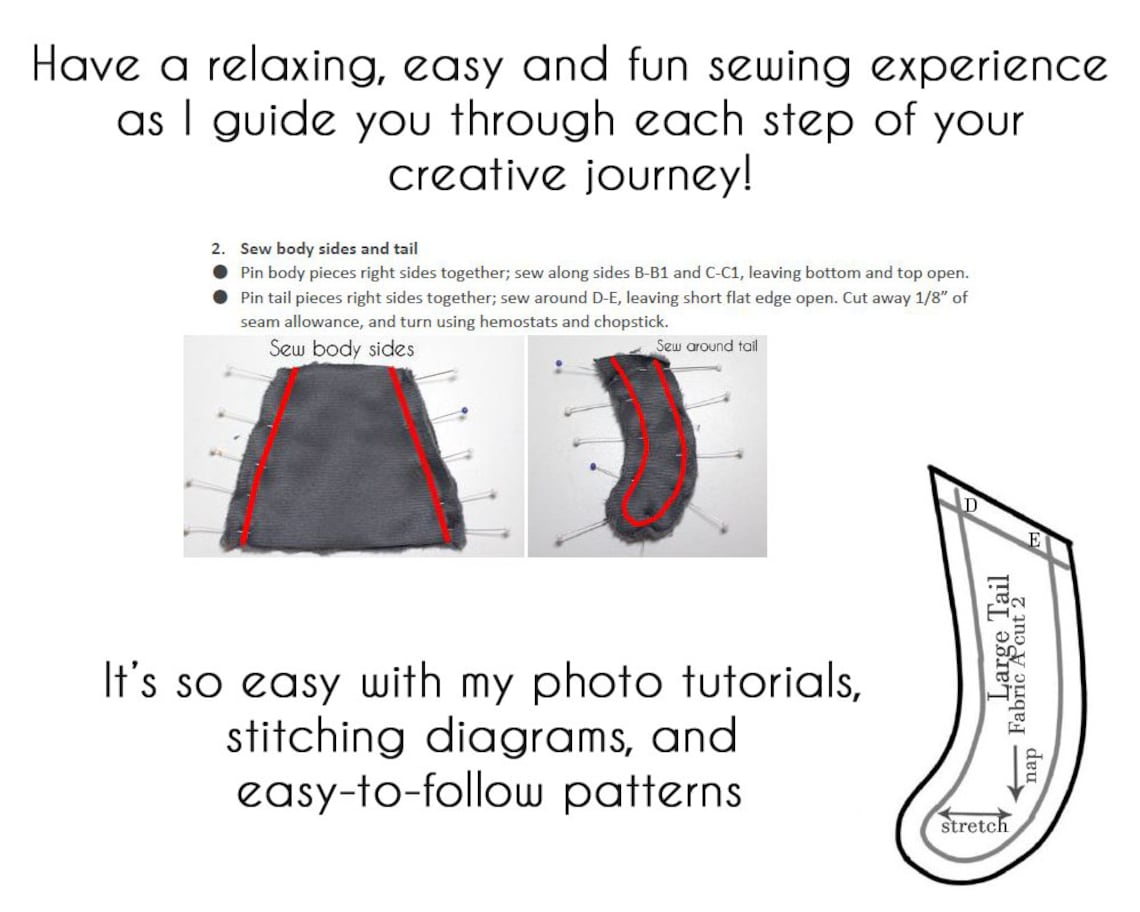 Plush sewing pattern PDF Cat stuffed animal easy beginner | Etsy