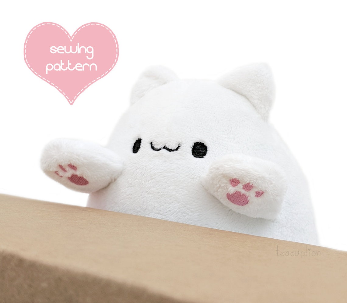 Plush Sewing Pattern PDF Ghost Kitty Bongo Cat Stuffed Animal - Etsy