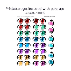 Plush Sewing Pattern PDF Chibi Human Plushie With Printable Eyes ...