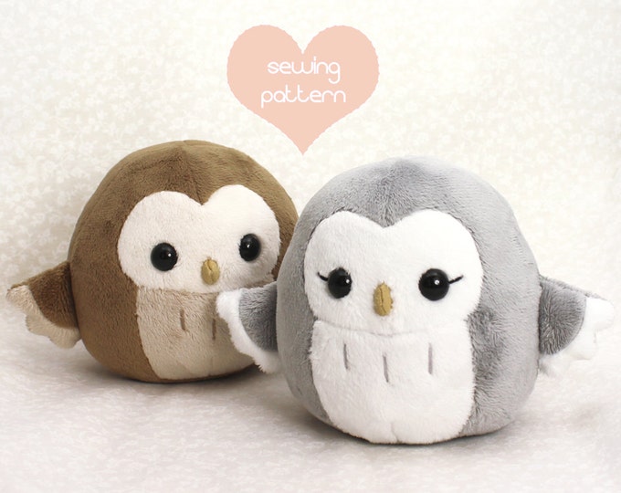 Plush Sewing Pattern PDF Owl Plushie Easy Kawaii Stuffed - Etsy