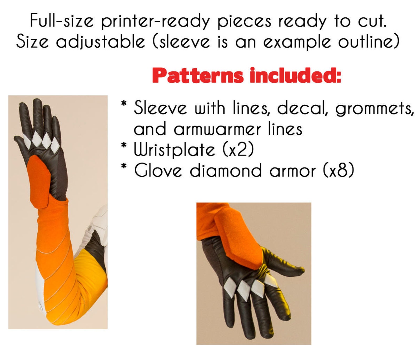 Women's Armor Cosplay Patterns - Sleeves, Arms, Wrist and Fingers PDF ...