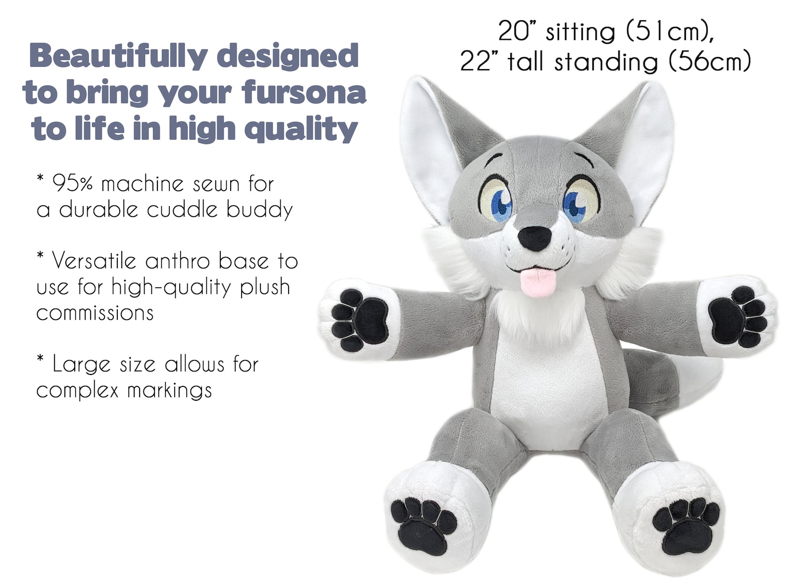 Plush Sewing Pattern PDF Furry Anthro Floppy 20in Plushie DIY Ebook ...