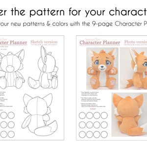 Plush Sewing Pattern PDF Furry Sitting Anthro Fox Plush - DIY Chibi Stuffed Animal Fursuit Buddy ...
