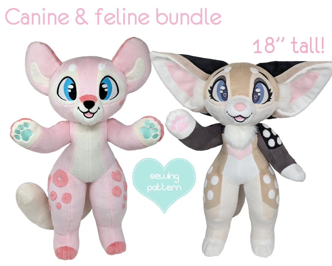 Plush Sewing Pattern PDF Furry Teddy Anthro Standing Plushie - Bundle ...