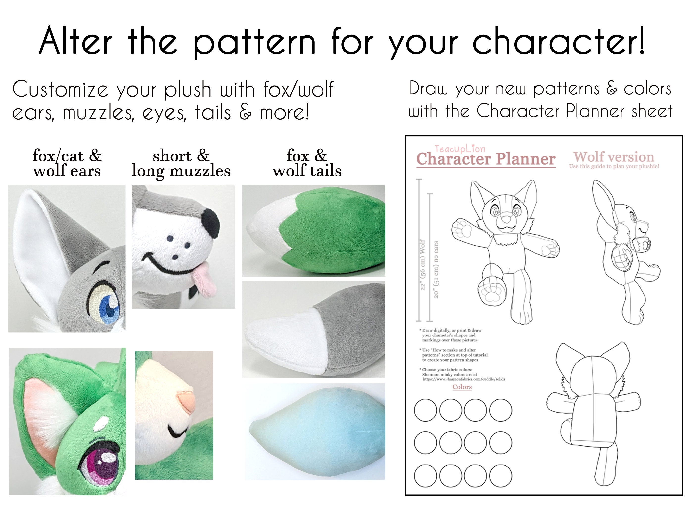 Plush Sewing Pattern PDF Furry Anthro Floppy 20in Plushie 
