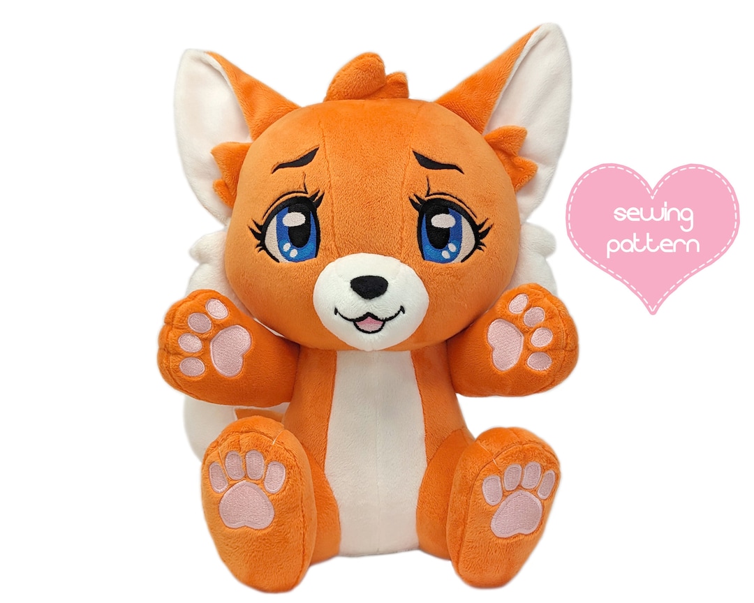 Plush Sewing Pattern PDF Furry Sitting Anthro Fox Plush - DIY Chibi ...