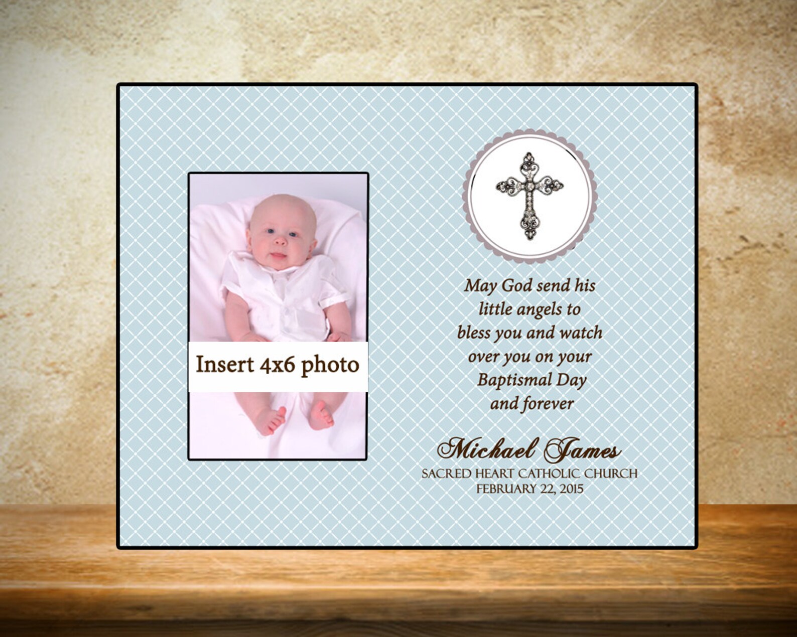 Personalized Baptism/christening Frame - Light Blue Theme - Etsy