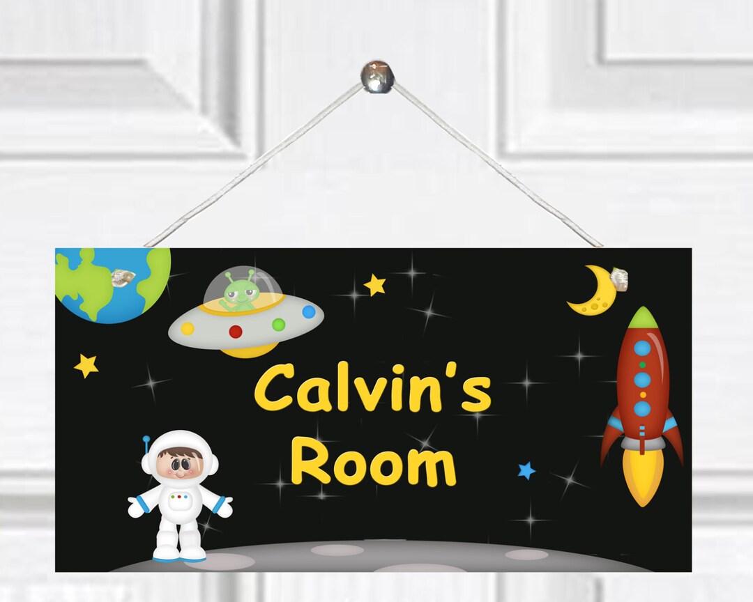 Personalized Child's Door Sign - Outerspace Theme - Boy Astronaut - Etsy