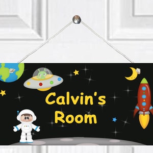 Personalized Child's Door Sign - Outerspace Theme - Boy Astronaut - Etsy