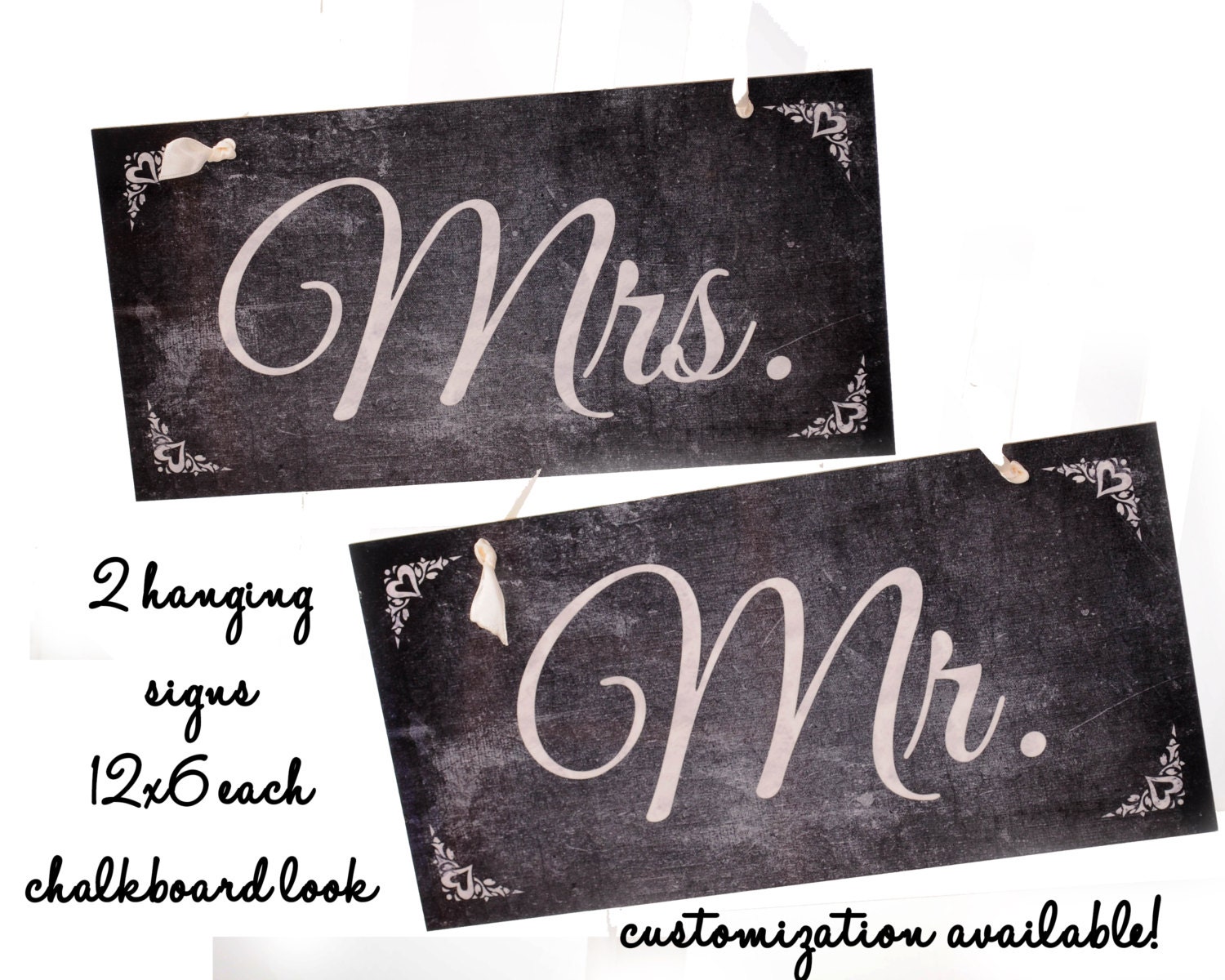Mr/Mrs Hanging Signs chalkboard design | Etsy