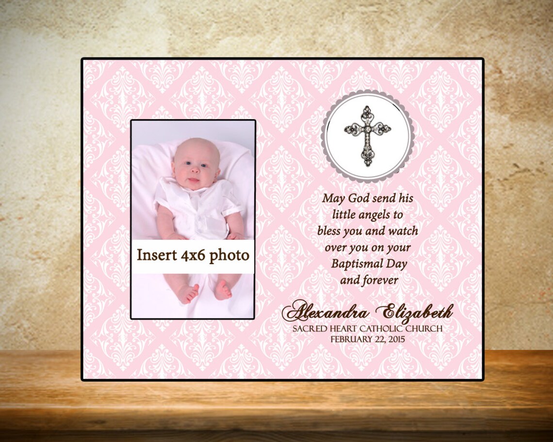 Personalized Baptism/christening Frame Pink Fancy Theme - Etsy