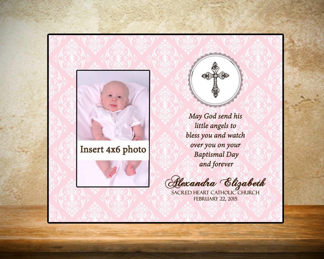 Personalized Baptism/Christening Frame Pink Fancy Theme | Etsy