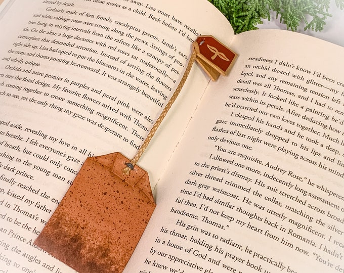 Black Tea Bag Leather Bookmark - Etsy