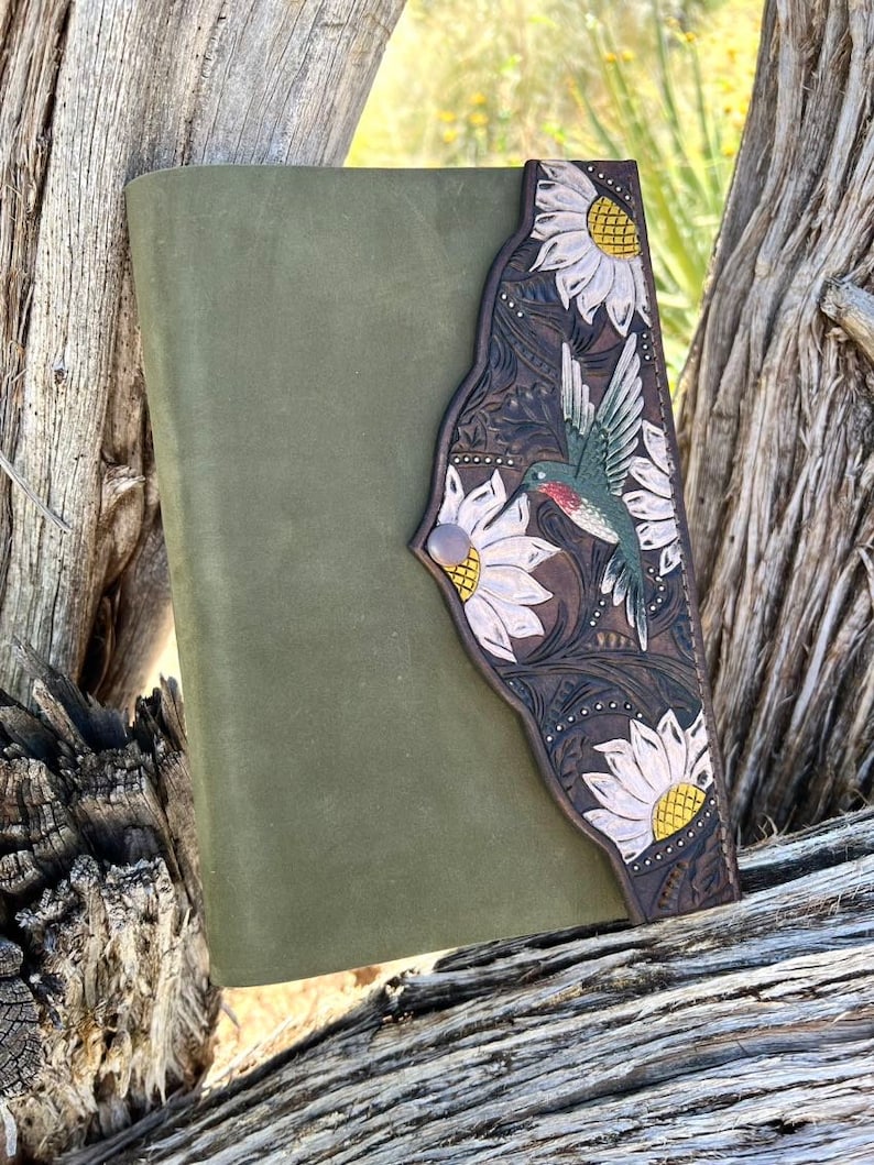 Hummingbird Hand Tooled Leather Journal Notebook ready to - Etsy