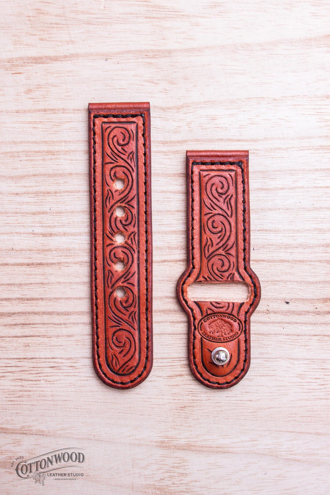 Scrollwork Tooled Leather Apple Watch Band - Etsy