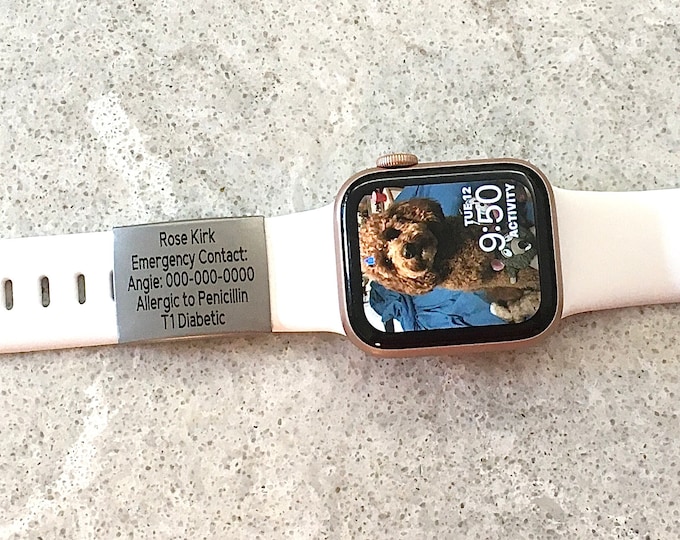 Custom Alert Smart QR Code ID Tag for Watch Band, Engraved Apple Watch ...