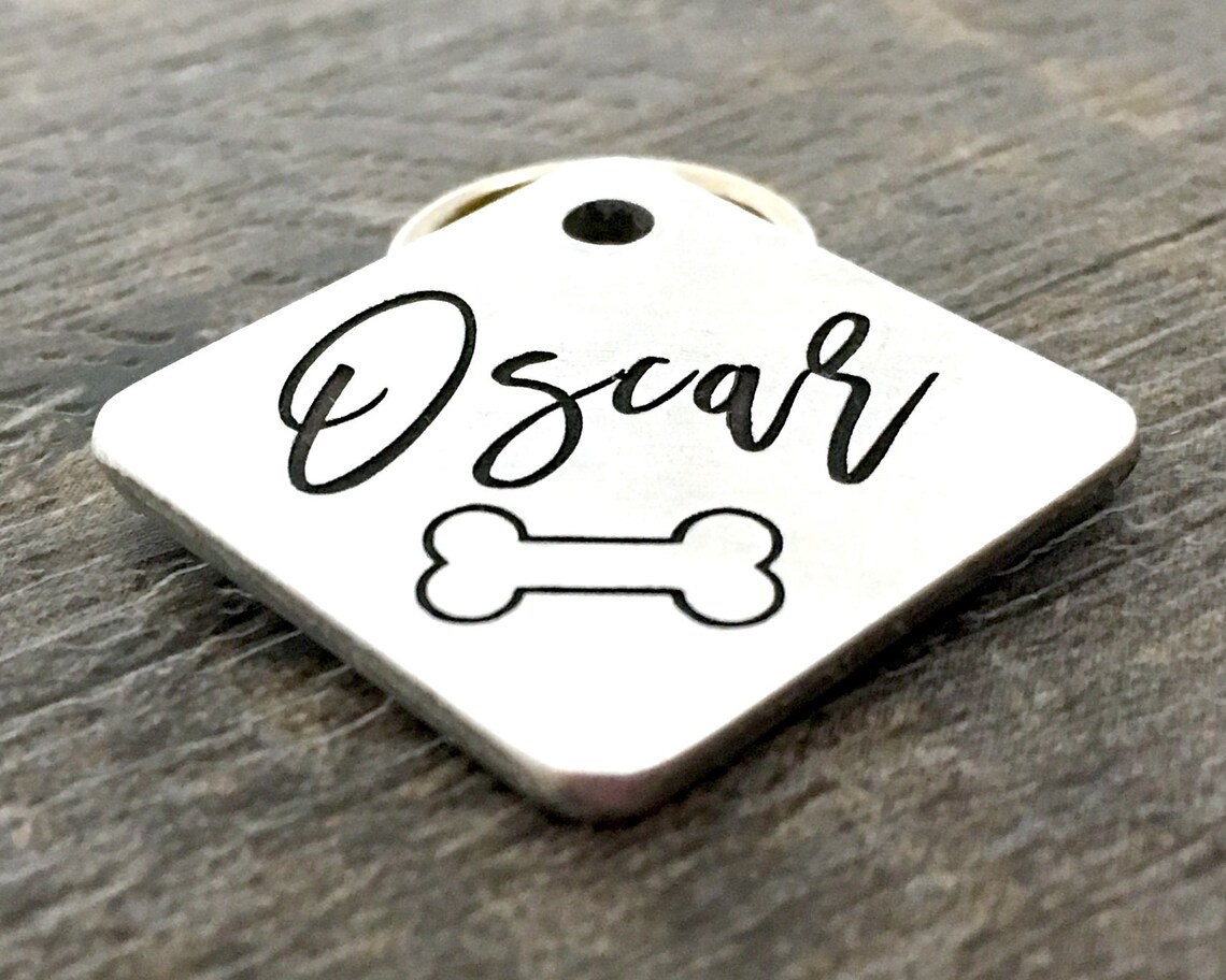 Pet Id Tag Dog Tag Custom Engraved Pet Tag Square Dog Tag | Etsy