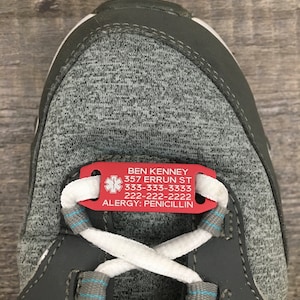 Medical Id Tag, Shoe Tags, in Case of Emergency, Special Needs Id Tags ...