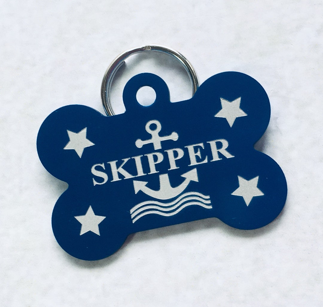 Nautical Dog Tag, Bone Shaped Pet Id Tag, Anchor and Stars Id Tag ...