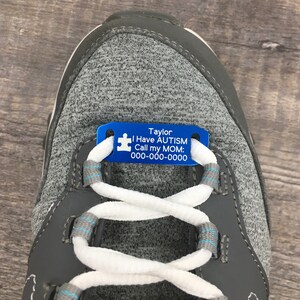 Autistic Medical Tag, Shoe Tags, in Case of Emergency, Special Needs Id ...