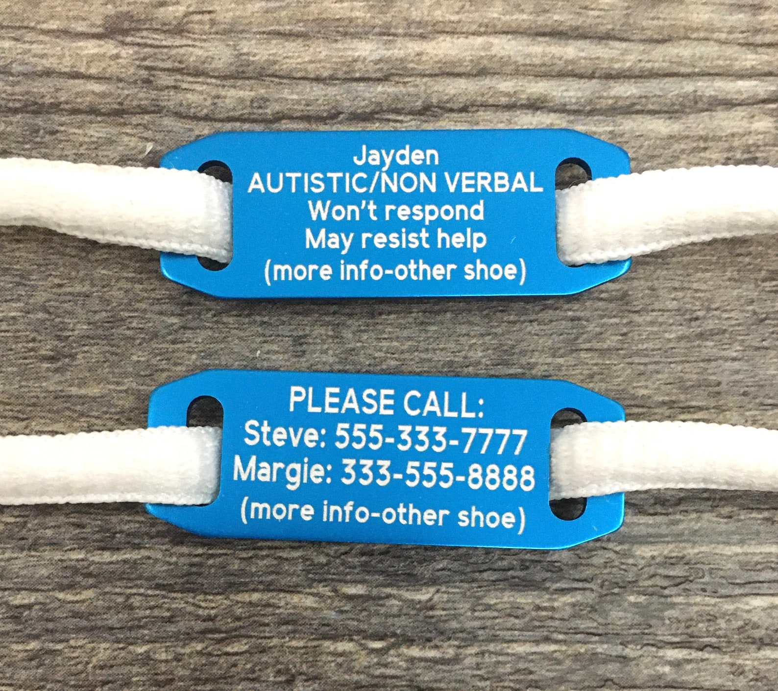 Medical Id Tag, Shoe Tags Custom, Autistic Medical Id, Autism, in Case ...