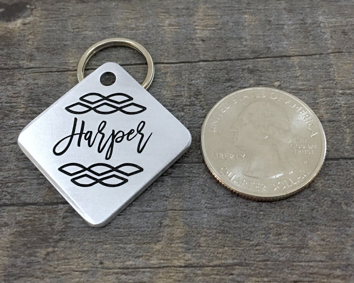 Dog Tags for Dogs Pet Id Tag Custom Engraved Pet Tag Square - Etsy