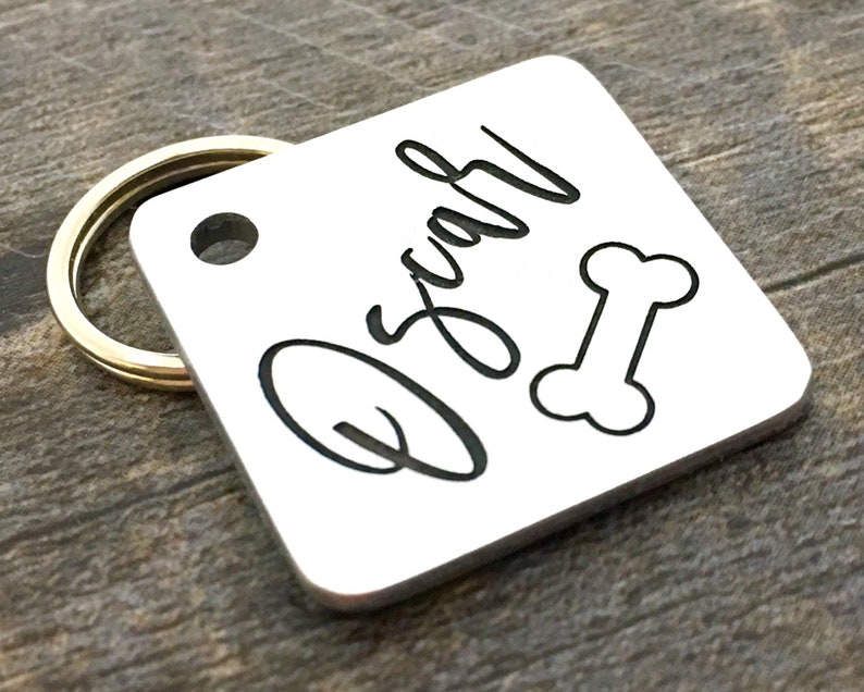 Pet Id Tag Dog Tag Custom Engraved Pet Tag Square Dog Tag | Etsy