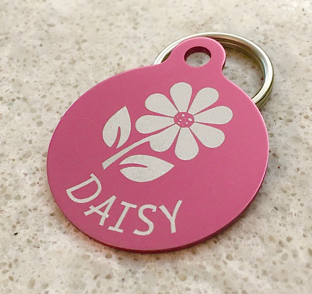 Dog Tags for Dogs, Flower Tag for Pets, Daisy Id Tag, Custom Engraved ...