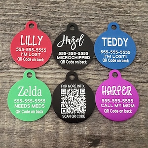 QR Code Id Dog Tag, Scannable Id Tag, QR CODE Pet Tag, Engraved Dog ...