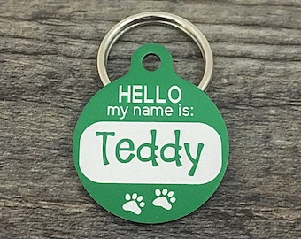 The Original hello My Name Is Silver Pet ID Tag - Etsy