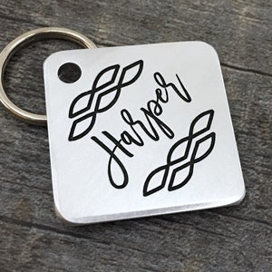 Dog Tags for Dogs Pet Id Tag Custom Engraved Pet Tag Square - Etsy