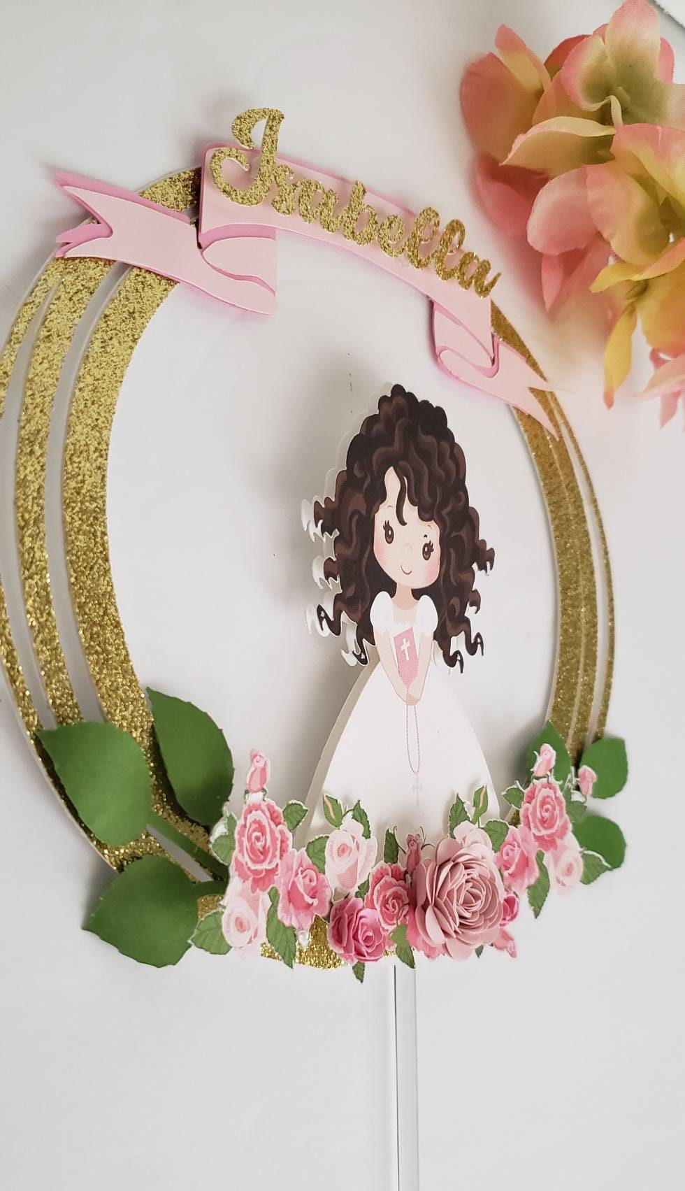First Communion Cake topper. Girl comunion party. Holy | Etsy