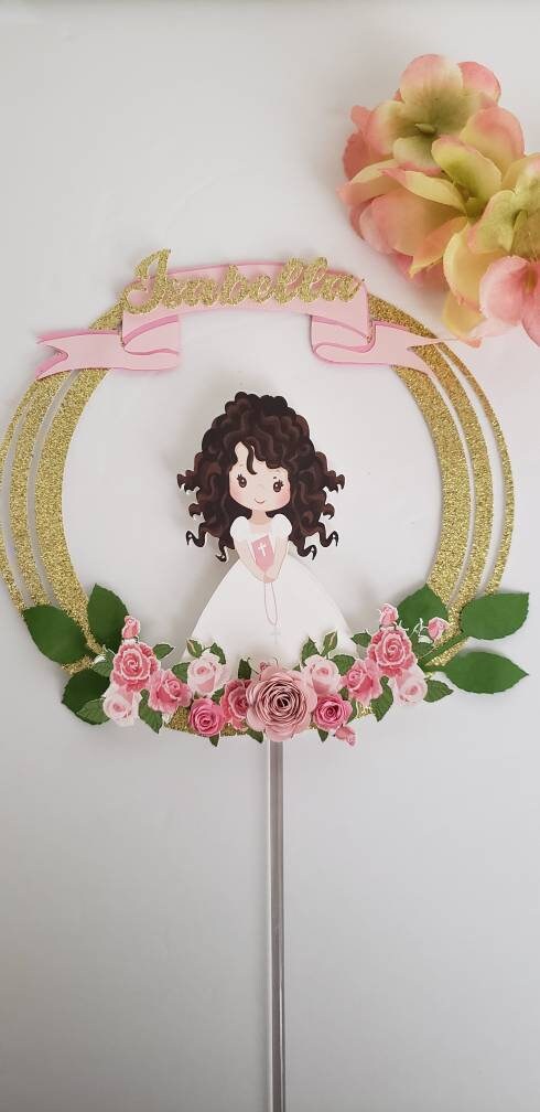 First Communion Cake topper. Girl comunion party. Holy | Etsy