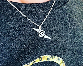 Lightning Bolt. Necklace. Silver Ox - Etsy