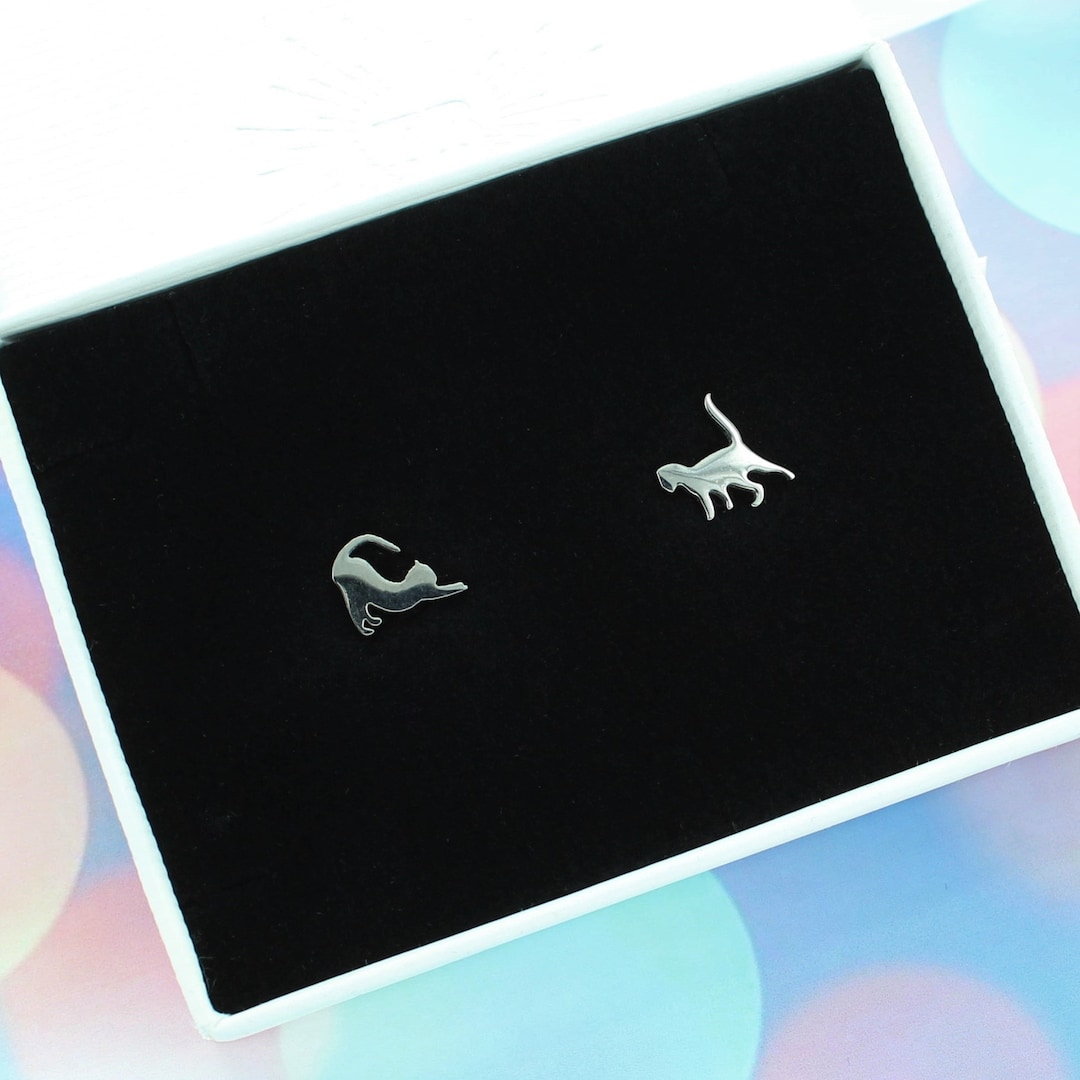 Little Mismatch Cat Stud Earrings - Etsy UK