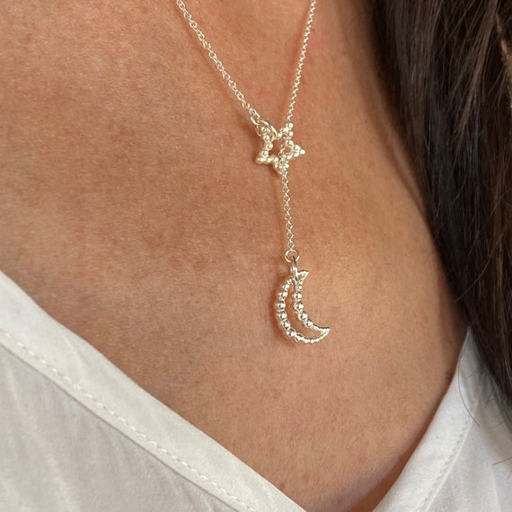 Star and Moon Lariat Bobble Necklace Etsy