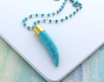 Reclaimed Long Tusk Leaf Charm Pendant Vintage Mother of Pearl Natural ...