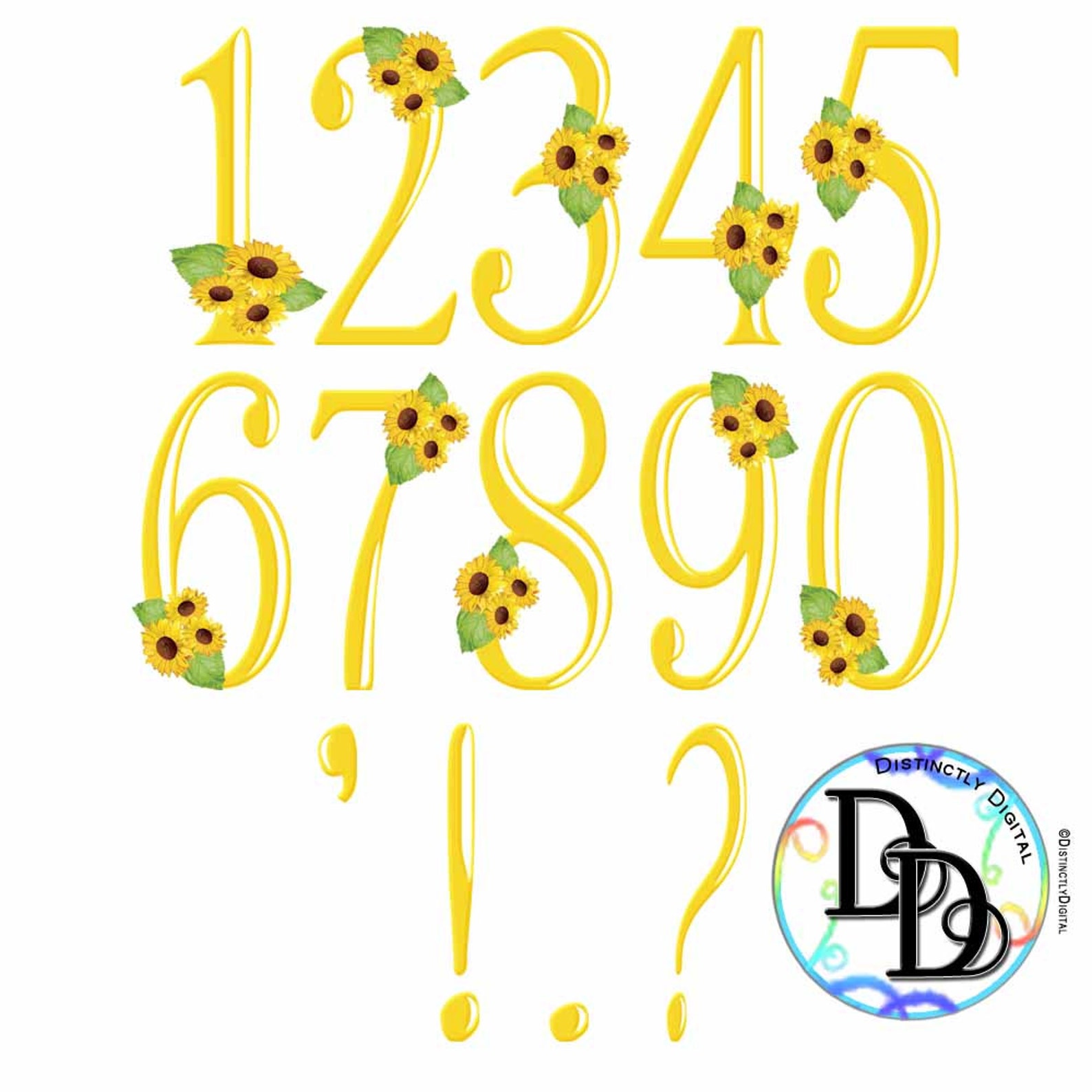 Yellow Sunflower Alphabet Digital Clip Art Printable Graphics | Etsy