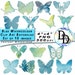 15 Watercolour Butterfly Clipart Blues Greens Teals Printable Animal ...